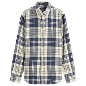 Ralph Lauren Button Down Check Shirt - Off White/navy