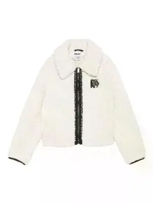 Dkny Logo-patch Zip-up Jacket - White