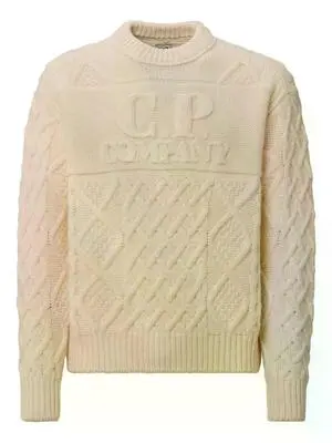 C.P. COMPANY Logo-embroidered Cable-knit Sweater