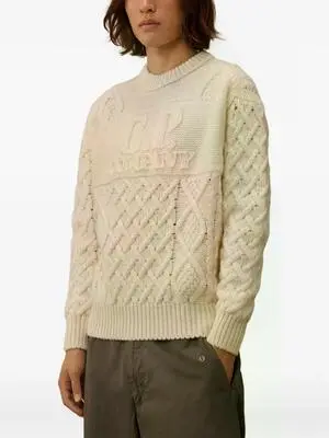 C.P. COMPANY Logo-embroidered Cable-knit Sweater