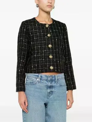 Dkny Check-pattern Cropped Jacket