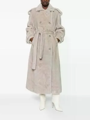 DUCIE Thalia Double-breasted Faux Fur Coat