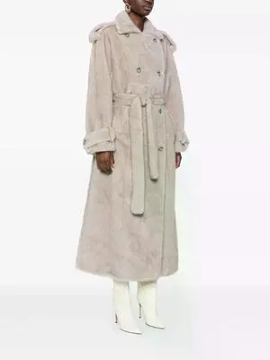 DUCIE Thalia Double-breasted Faux Fur Coat
