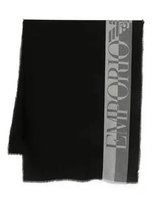 Emporio Armani Logo Fringed Scarf
