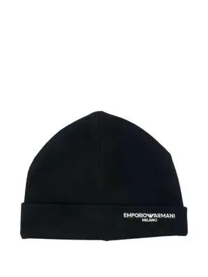 Emporio Armani Logo-embroidered Beanie - Blue