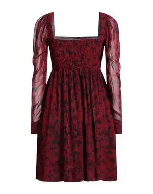 GANNI Mini Flared Georgette Dress - Burgundy