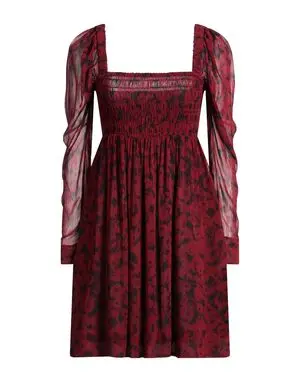 GANNI Mini Flared Georgette Dress - Red