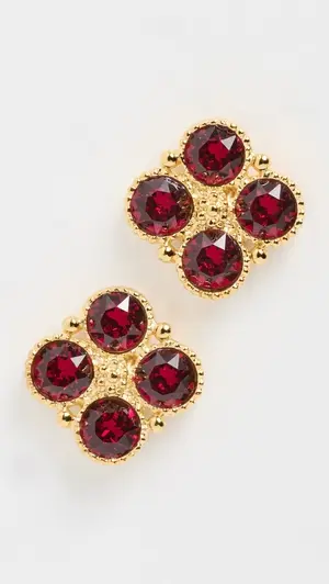 KENNETH JAY LANE Gold Plated Crystal Stud Earrings