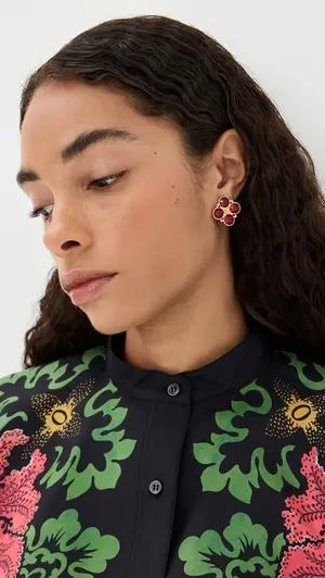 KENNETH JAY LANE Gold Plated Crystal Stud Earrings