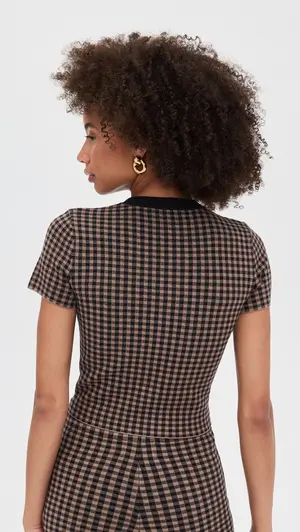 LE BOP Gingham Knit Tee - Chocolate/black