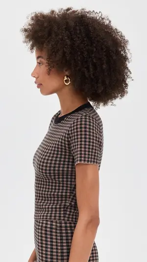 LE BOP Gingham Knit Tee - Chocolate/black