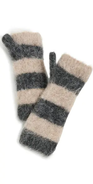 Jocelyn Alpaca Knit Fingerless Mittens - Grey