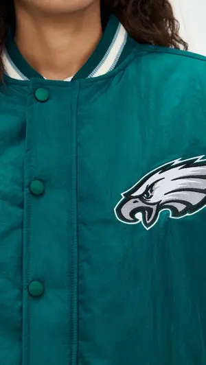 Terez Eagles Colorblock Bomber Jacket - Eagles Midnight Green/sugar