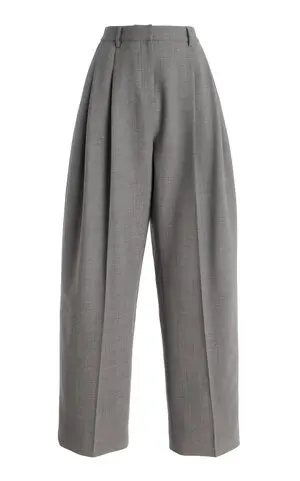 Carolina Herrera Pleated Wool-blend Mid-rise Trousers