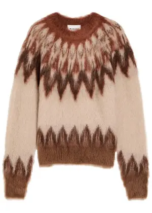 Isabel Marant Fair Isle Mohair-Blend Jumper Red