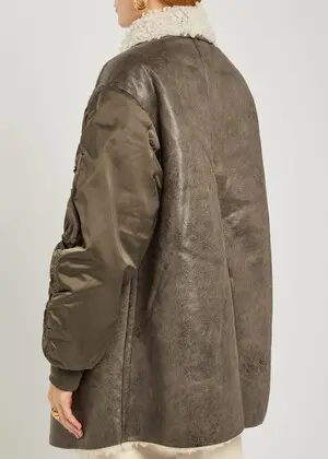 Isabel Marant Evina Faux Leather Coat With Shearling Trim