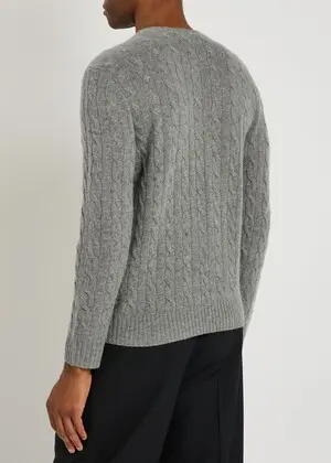 Polo Ralph Lauren Logo Cable-knit Wool And Cashmere-blend Jumper - Grey