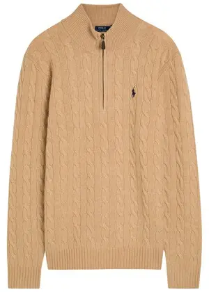Polo Ralph Lauren Cable-knit Wool And Cashmere-blend Jumper - Camel