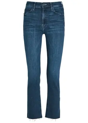 MOTHER The Dazzler Ankle Fray Slim Straight-leg Jeans