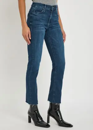 MOTHER The Dazzler Ankle Fray Slim Straight-leg Jeans