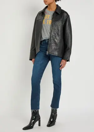 MOTHER The Dazzler Ankle Fray Slim Straight-leg Jeans