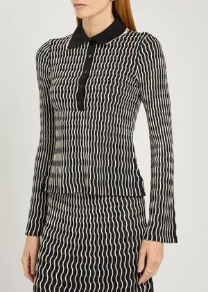 Simkhai Collen Textured Knit Polo Top - Black