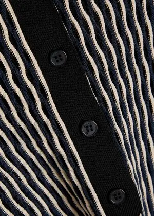 Simkhai Collen Textured Knit Polo Top - Black