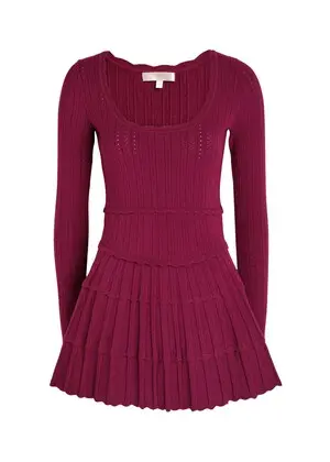 burgundy knit mini dresses