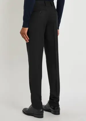 LARDINI Tapered Stretch-wool Trousers