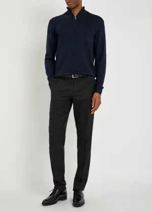 LARDINI Tapered Stretch-wool Trousers