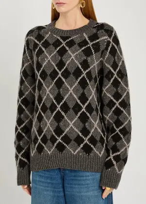 Khaite Pratt Argyle Cashmere Jumper - Grey