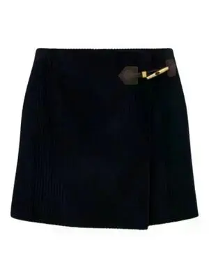 Moschino Corduroy Mini Wrap Skirt With Buckle