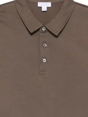 Sunspel Buttoned Polo Shirt - Brown