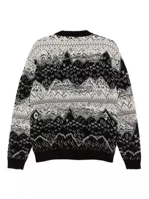 LANEUS Patterned Knit Sweater - Black