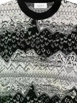 LANEUS Patterned Knit Sweater - Black