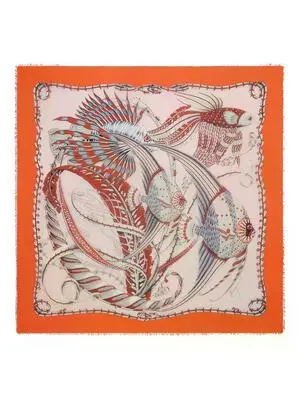 FERRAGAMO Summer2 Fish-printed Silk Scarf