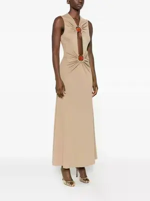 Christopher Esber Stone-detail Ruched Maxi Dress