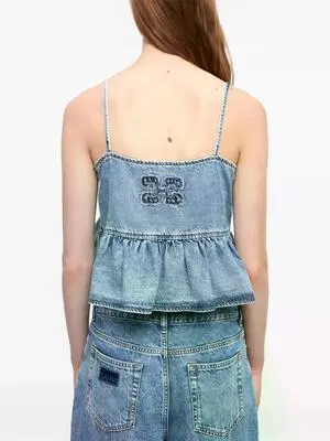 GANNI Logo-detail Denim Top
