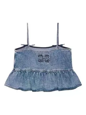 GANNI Logo-detail Denim Top