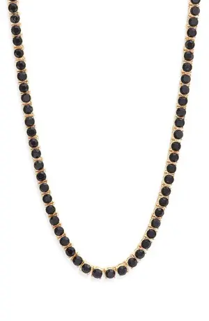 Nordstrom Cubic Zirconia Tennis Necklace - Black- Gold