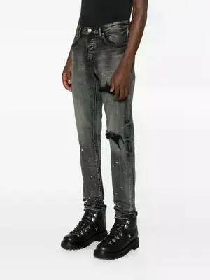 PURPLE BRAND Plaid Patch Jeans - Black