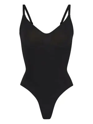 SKIMS V-neck Seamless Bodysuit - Black