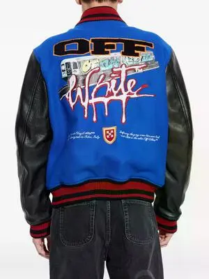 Off-White Embroidered Logo Bomber Jacket