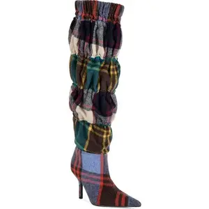 AZALEA WANG Elodie Plaid Stiletto Boots