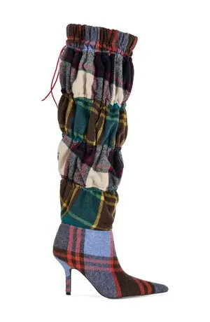 AZALEA WANG Elodie Plaid Stiletto Boots
