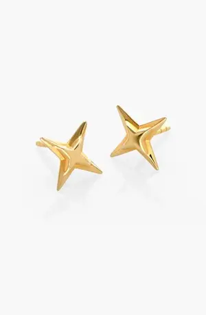 OAK & LUNA Northern Star Stud Earrings - Gold Vermeil