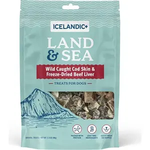 ICELANDIC+ Land & Sea Wild Caught Cod Skin & Freezedried Beef Liver - Multicolored