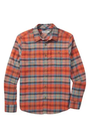 FAIR HARBOR Plaid Lightweight Flannel Button-up Shirt - Orange Glow Plaid