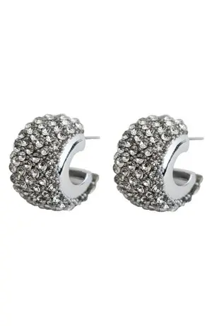 PANACEA Pavé Chubby Hoop Earrings - Silver