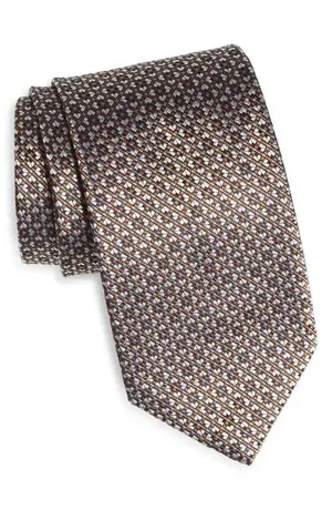 David Donahue Silk Jacquard Tie - Cocoa